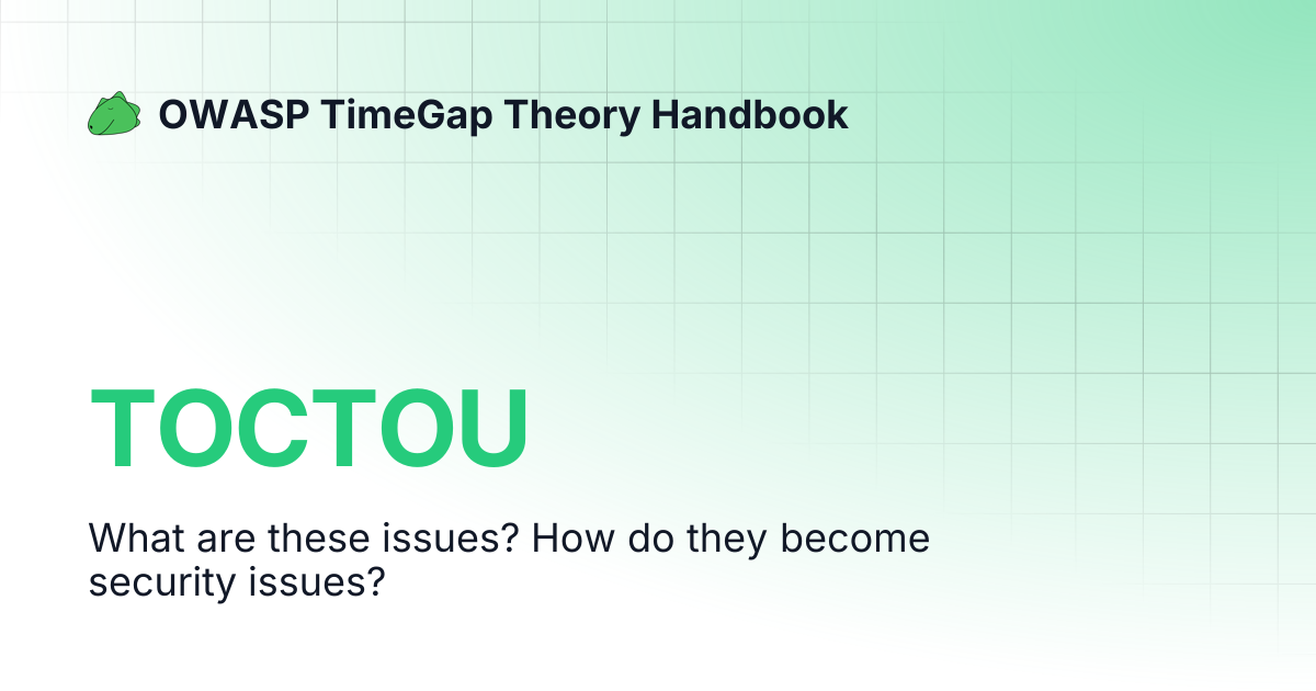 TOCTOU | OWASP TimeGap Theory Handbook